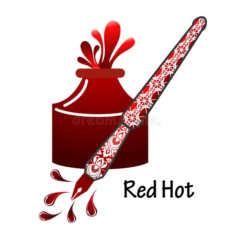 Fountain Pen in Bottle Splash of Ink Stock Vector - Illustration of ...