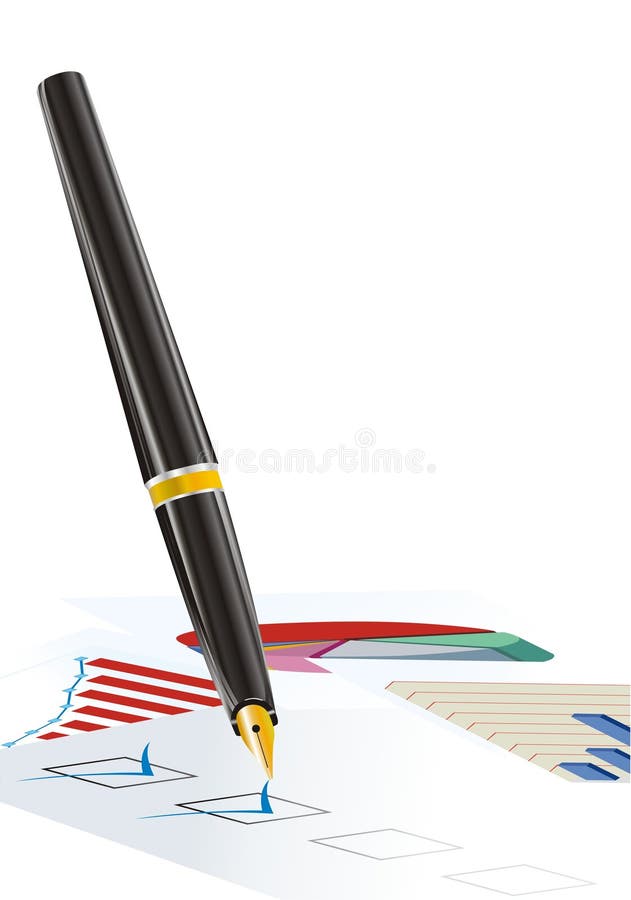 Fountain Pen with the Business Chart Stock Vector - Illustration of ...
