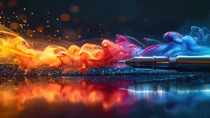 Fountain Pen with Colorful Liquid Flowing Out. Generative AI Stock ...