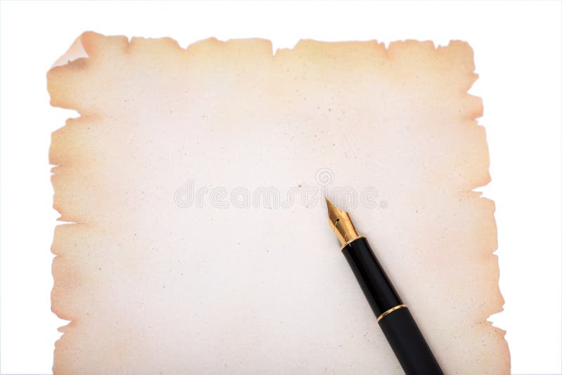 Fountain Pen on Decorative Paper Stock Image - Image of handwriting ...