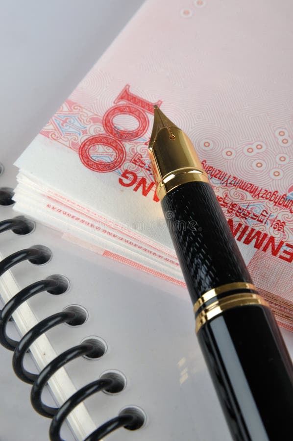 Fountain Pen, Document and Bills Stock Photo - Image of banknote ...