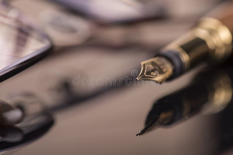 Fountain pen and glasses stock photo. Image of open, personal - 48748682