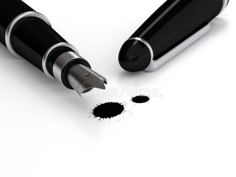 Fountain pen with ink drop stock illustration. Illustration of copy ...