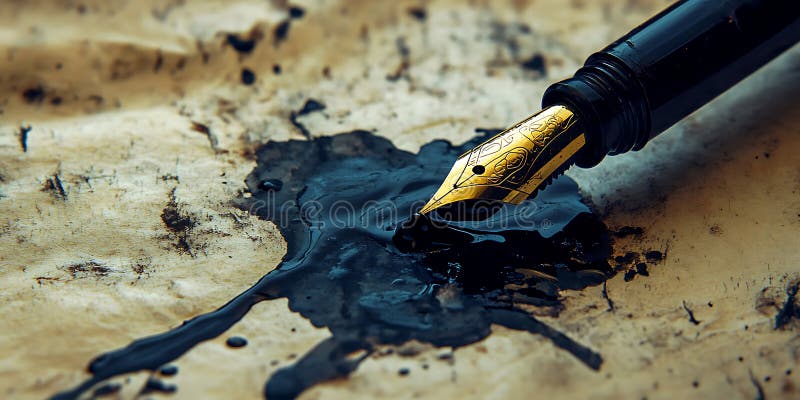 Fountain Pen Ink Spill a CloseUp Image Stock Illustration ...
