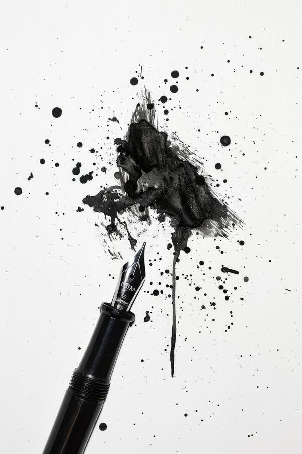 Fountain Pen and Ink Splatter Stock Image - Image of fountain ...