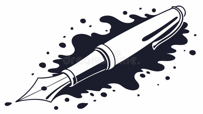 Fountain Pen with Ink Splatter, Writing and Creativity, Vector Design ...