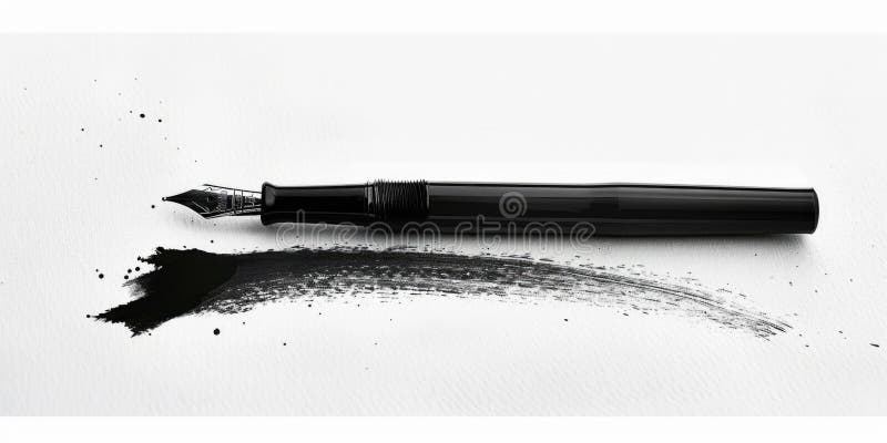 Fountain Pen with Ink Stain Stock Image - Image of office, black: 383084375