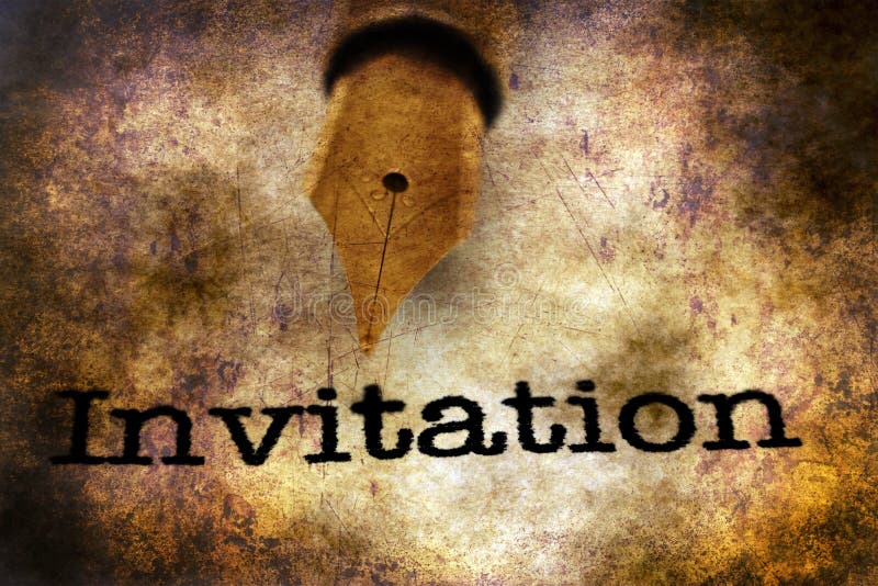 Fountain Pen on Invitation Text Grunge Concept Stock Image - Image of ...