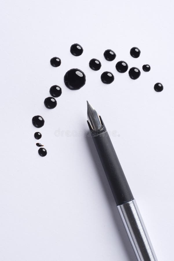 Fountain Pen Leaking Ink on White Paper. Stock Image - Image of firearm ...