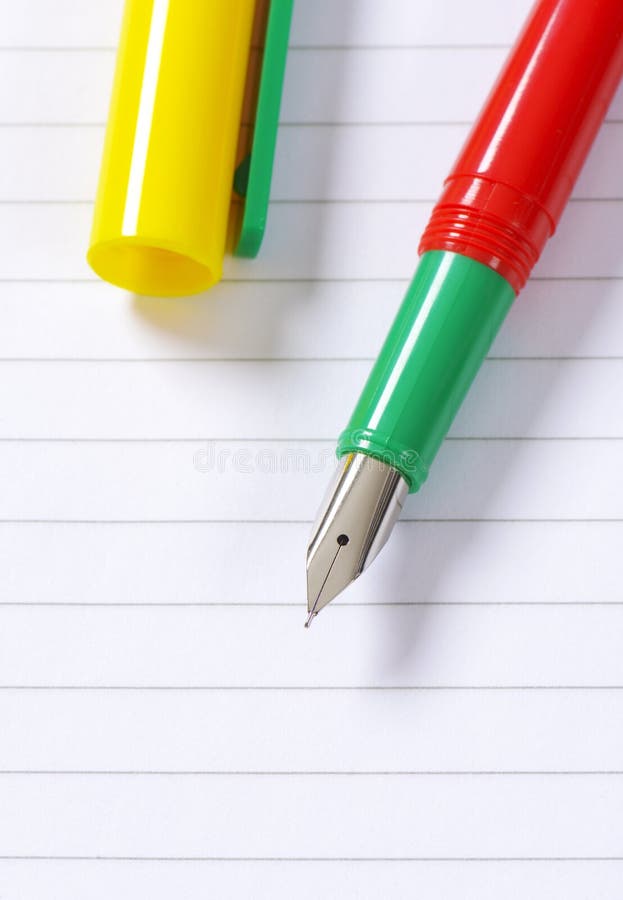 Fountain Pen on Lined Paper Stock Image - Image of sheet, object: 55250397