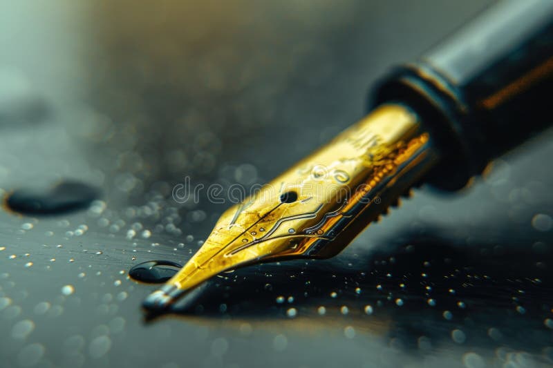 A Fountain Pen Lying on a Damp or Wet Surface, Possibly after Being ...