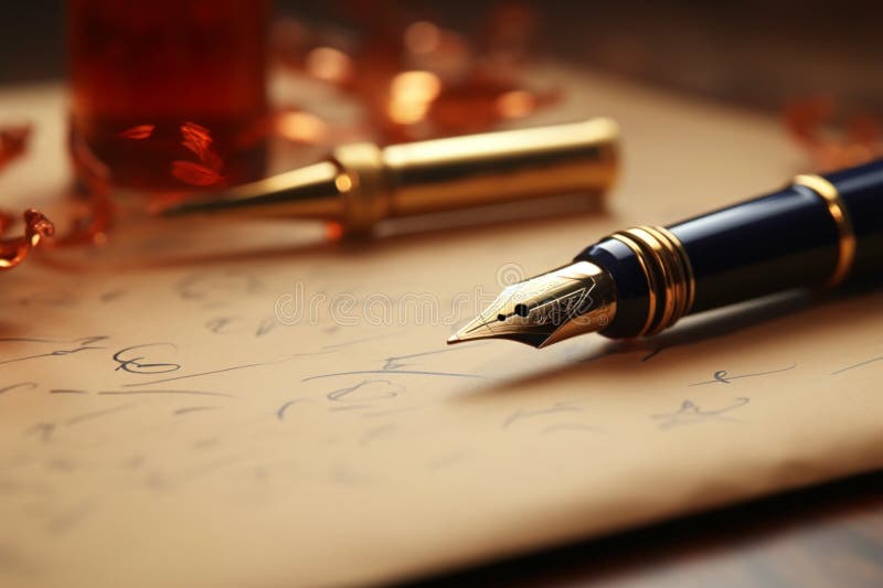 Fountain Pen Magic Close Up of a Womans Hand Writing Gracefully Stock ...