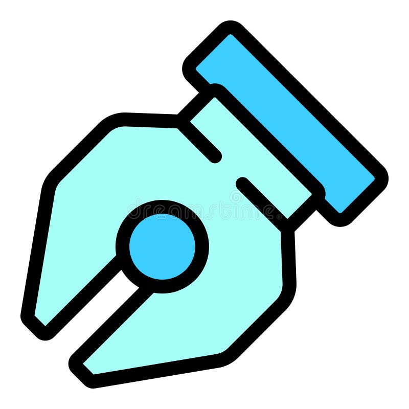 Fountain Pen Nib Drawing Writing Icon Symbol Blue Stock Vector ...