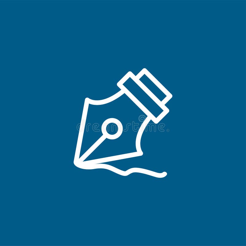 Fountain Pen Nib Icon on Blue Background. Blue Flat Style Vector ...