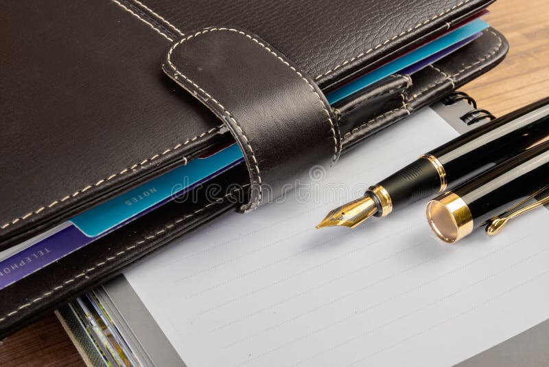 Fountain Pen and Notebook on Table Stock Image - Image of memo, blank ...