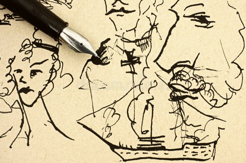 Fountain Pen on Old Paper with Ink Handwriting Sample Stock Image ...