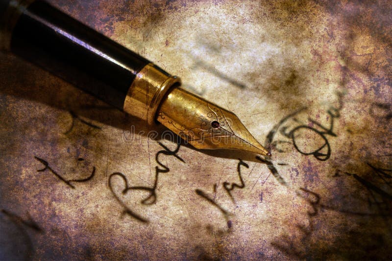 Fountain Pen and Old Post Card Stock Image - Image of handwriting, post ...