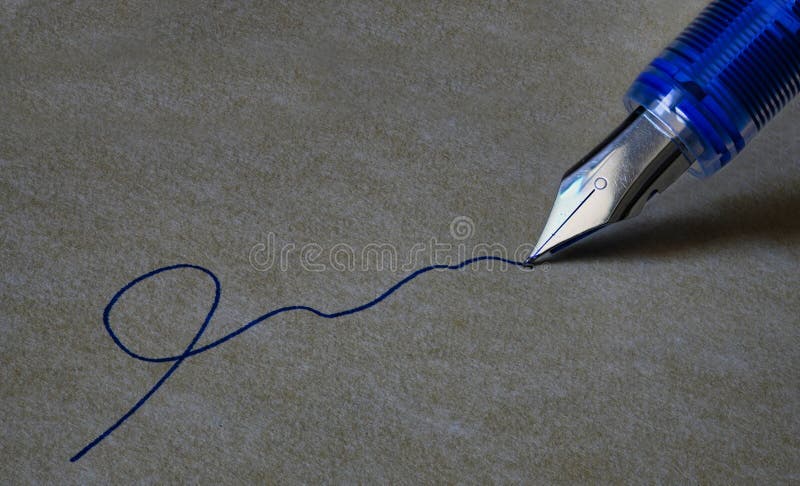 Fountain Pen on Paper Close Up Stock Image - Image of tool, retro ...