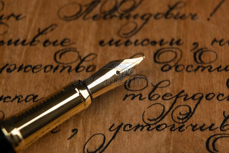 Fountain Pen on Paper with Ink Text Stock Image - Image of fountain ...