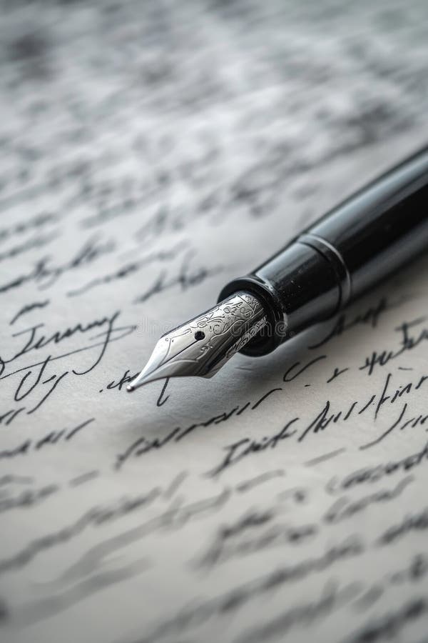 Fountain Pen on Paper stock photo. Image of tool, design - 374193936