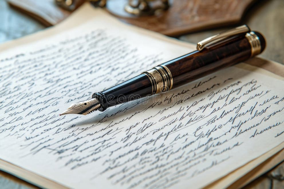 A Fountain Pen Placed on a Sheet of Paper, Ready for Writing Stock Image - Image of generated ...