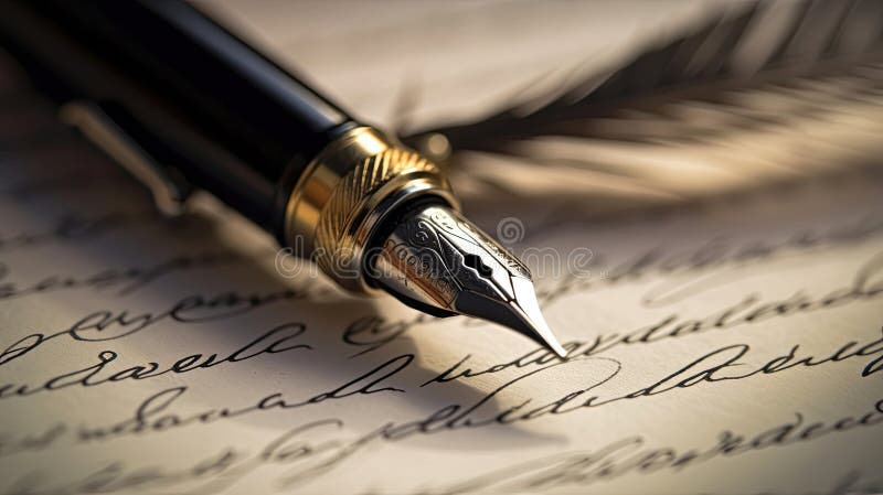 A Fountain Pen Resting on Handwritten Document. Generative Ai Stock ...