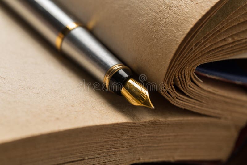 Fountain pen on table stock photo. Image of blank, close - 141523696