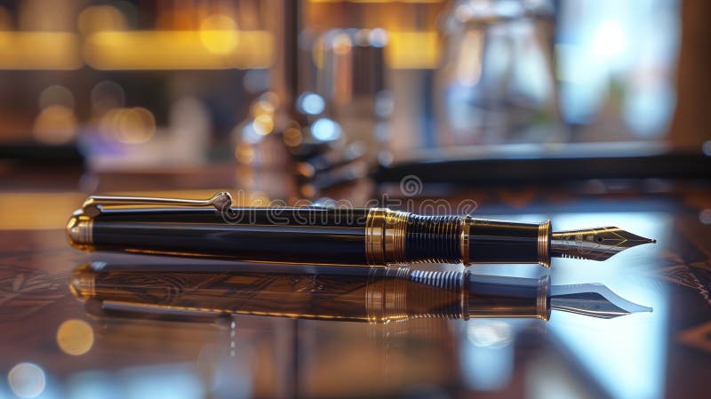 Fountain Pen on Table stock photo. Image of detail, technology - 321927712