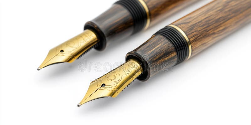 Fountain Pens on White Surface Stock Photo - Image of desk, stationery ...