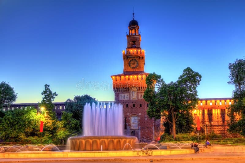 Fountain of Piazza Castello in Milan Stock Image - Image of castle ...
