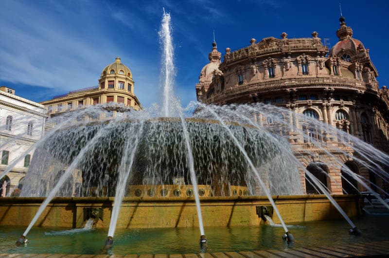 Fountain in Piazza Di Ferrari - Genoa Landmarks Stock Image - Image of ...