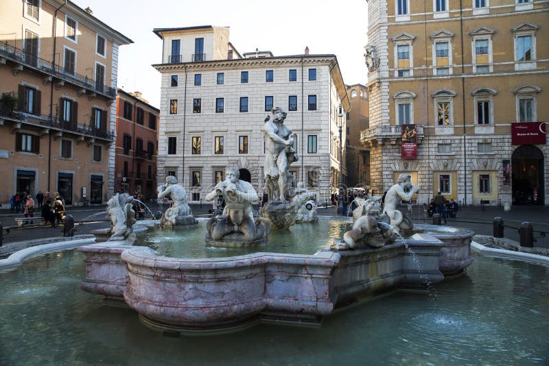 Fountain in Piazza Navona, Rome, Italy Editorial Stock Image - Image of ...