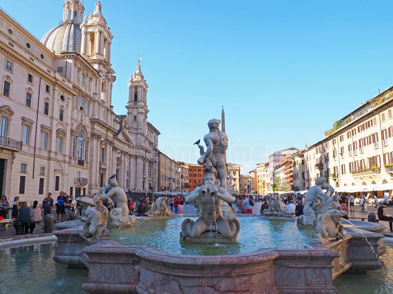 Fountain in Piazza Navona, Rome, Italy Editorial Image - Image of ...