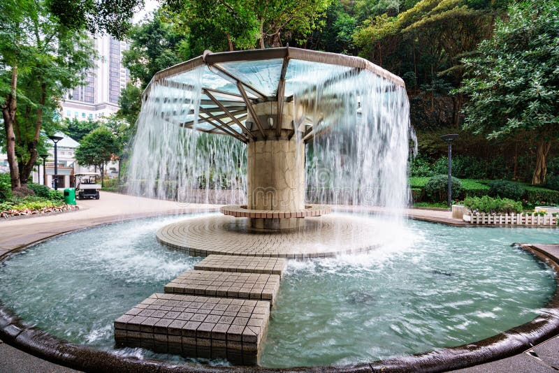 Fountain Plaza in Hong Kong Park Stock Image - Image of waterfall ...