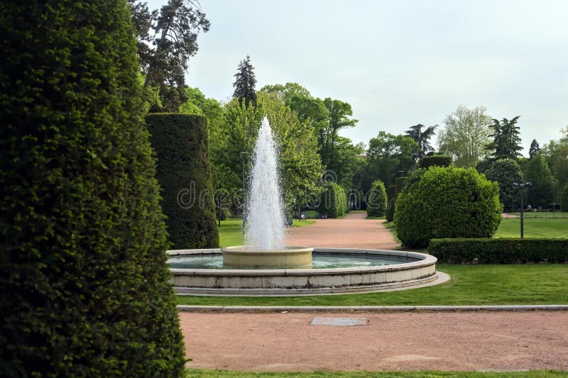 Fountain in a Public Park in an Italian Town at Sunset Stock Image ...
