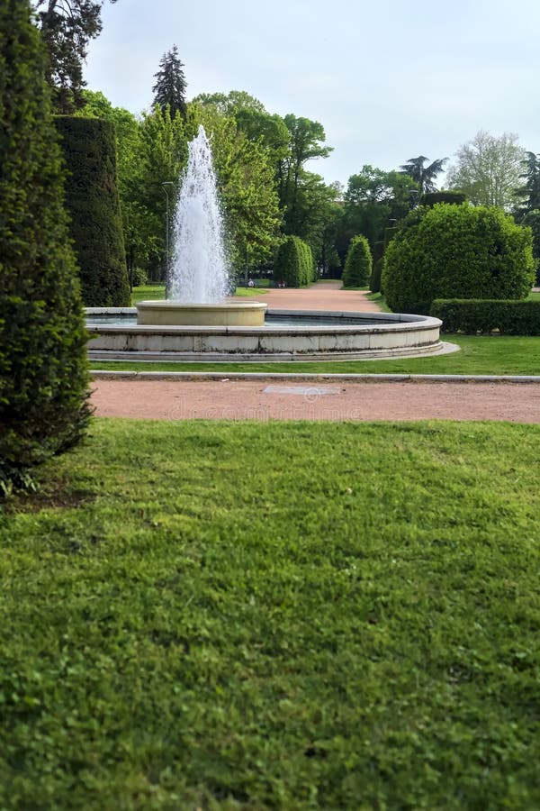 Fountain in a Public Park in an Italian Town at Sunset Stock Image ...