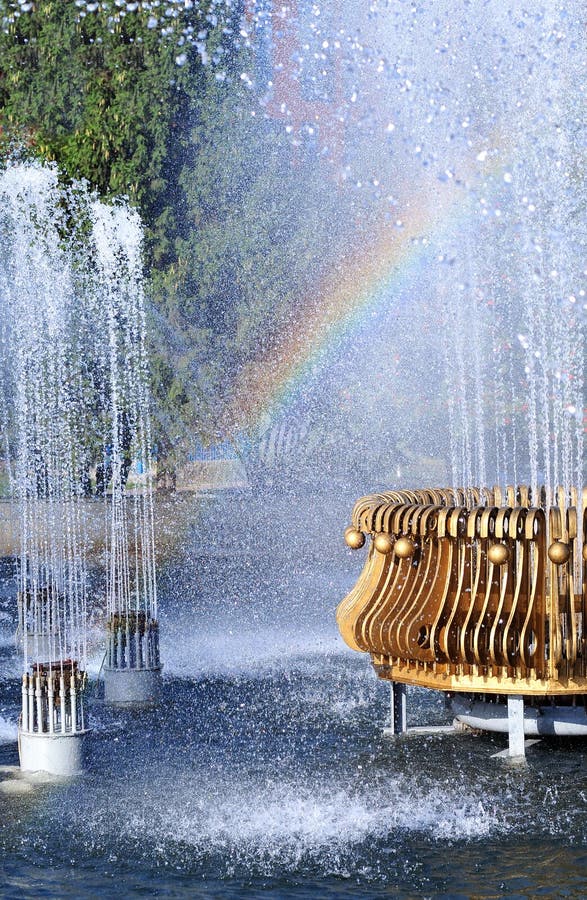 Fountain with rainbow stock photo. Image of rainbow, landmark - 62567142