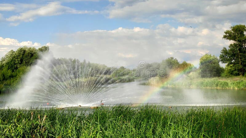 A Fountain in the River ðŸ˜Š Stock Image - Image of water, fountain ...