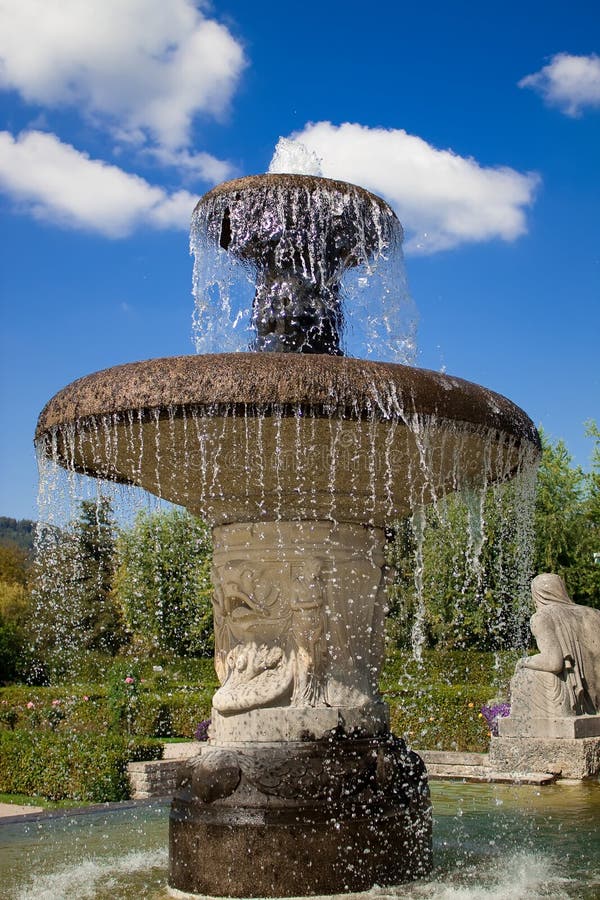 A Fountain in a Rose Garden. Europe Stock Photo - Image of fountain ...