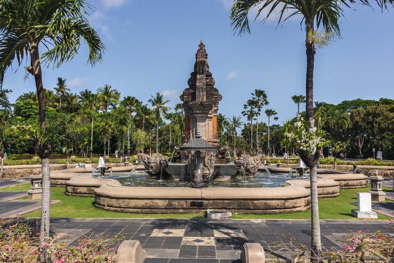 A Fountain in a Roundabout with Hindu Statues Stock Photo - Image of ...