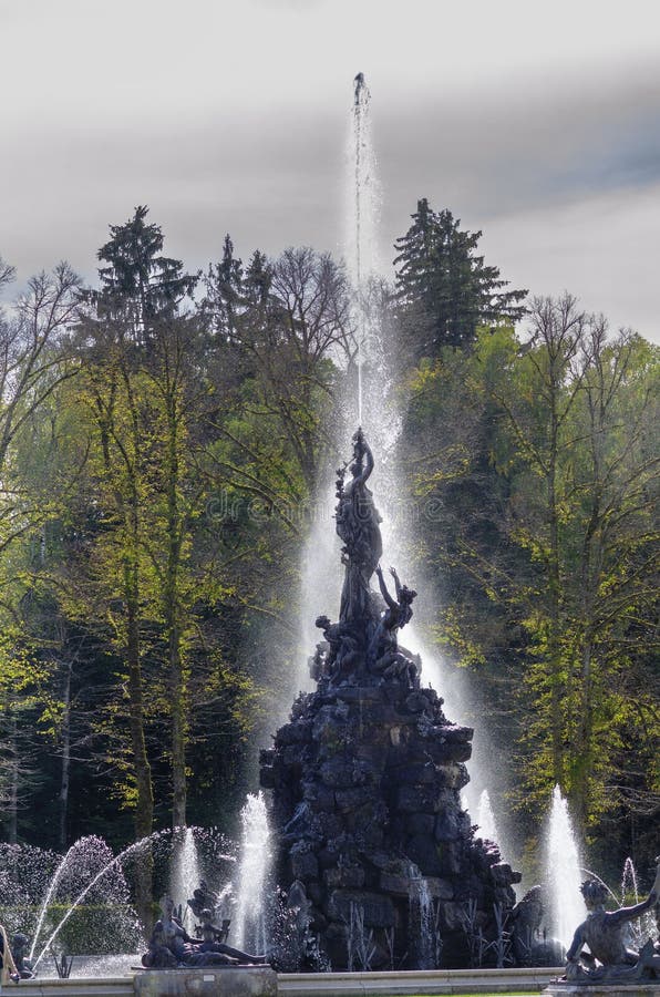 Fountain with Several Statues Water Flows from Different Points Around ...