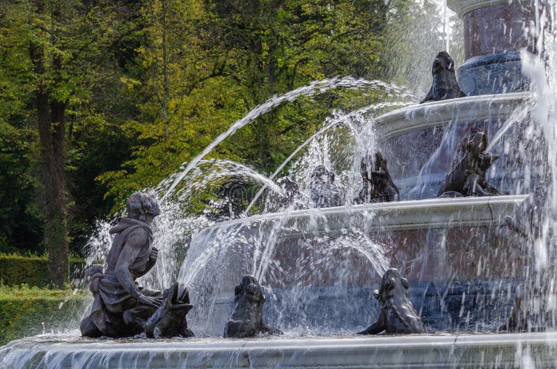Fountain with Several Statues Water Flows from Different Points Around ...