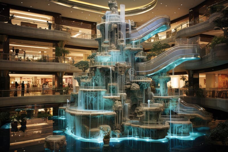 Fountain in the Shopping Mall. Sharm El Sheikh, Egypt, a Bustling Multi ...