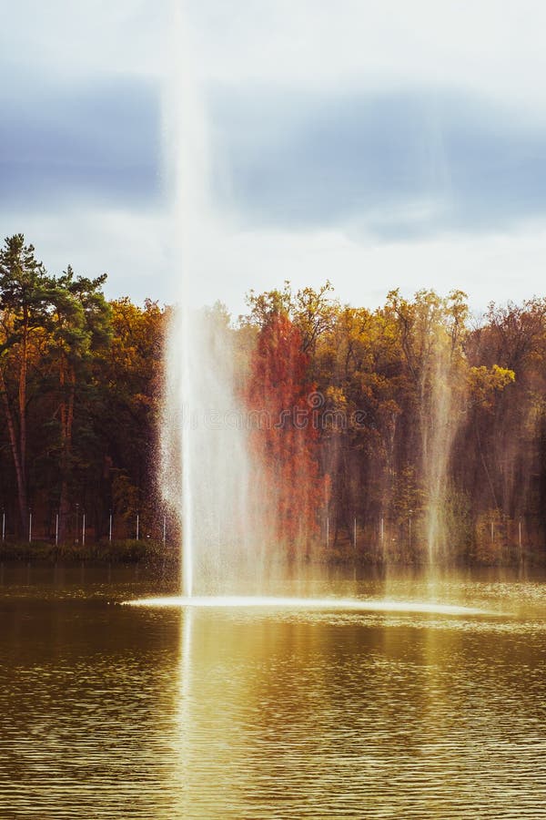 Fountain Spraying Up with Pool of Water Stock Photo - Image of spray ...