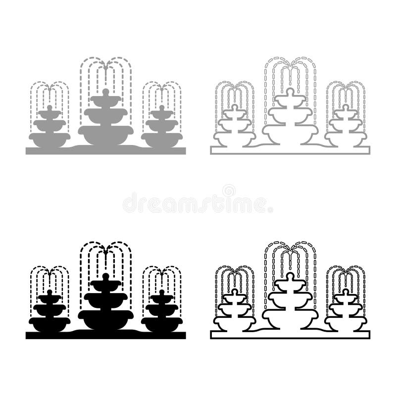 Fountain Stream Set Icon Grey Black Color Vector Illustration Image ...