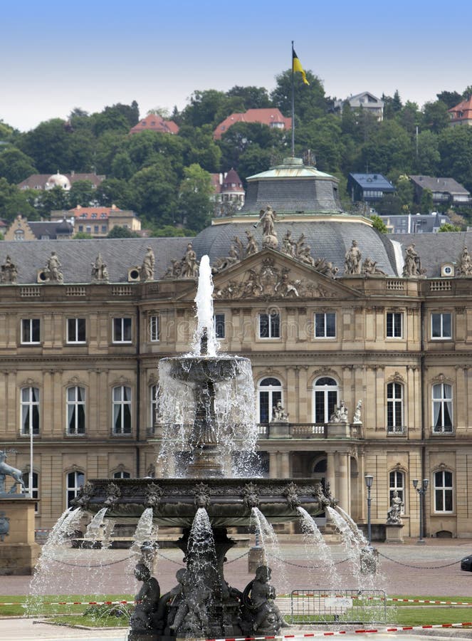 Fountain on Stuttgart Castle Square in the City Center in Germany ...
