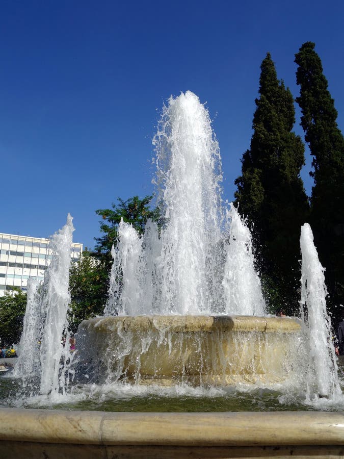 Fountain on Syntagma Square, Athens, Greece Stock Image - Image of ...