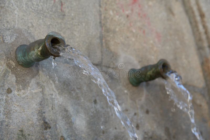 Fountain with Three Fresh and Natural Water Pipes Stock Photo - Image ...