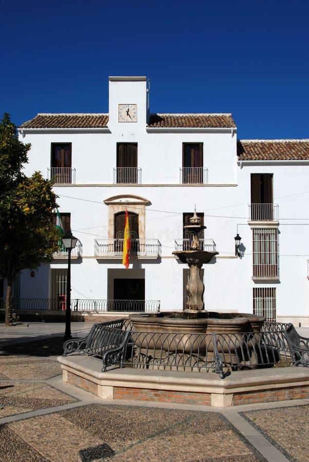 Fountain and Town Hall, Estepa, Spain. Stock Photo - Image of pueblos ...
