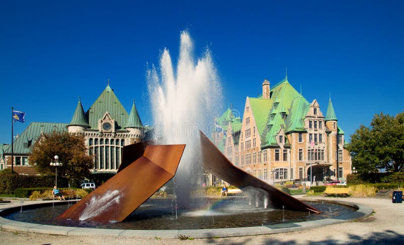 Fountain at the Train Station in Quebec Editorial Photography - Image ...